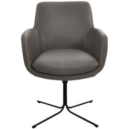 K+w Komfort & Wohnen Esszimmerstuhl, B:59cm H:84cm T:65cm, grau, K+W KOMFORT & WOHNEN, St&uuml;hle, "Pego Drehstuhl", filigranem 4-Fu&szlig;-Gestell in schwarz