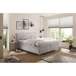 Boxspringbett Hapo, B:111cm L:200cm, grau, Polyester, Jugendzimmer, Komplettbetten, "Neyla erh&auml;ltlich in den Breiten 100, 160, 180 & 200cm", in