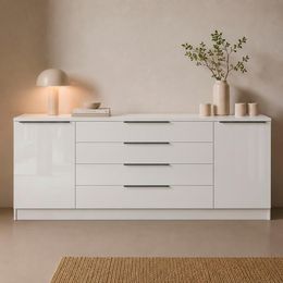 borchardt M&ouml;bel Sideboard BORCHARDT M&Ouml;BEL, B:200cm H:72cm T:35cm, wei&szlig;, Spanplatte, Wohnzimmer, Sideboards, "Tom, moderne Kommode mit Metallgriffen, 200cm breit", 2