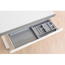 Schubkasten Paidi, B:89cm H:5cm T:33cm, grau, Massivholz, Metall, Schubladen, "TEENIO in Wei&szlig;/Silberfarbig, inkl. Utensilieneinlage", passend zum