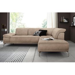 Ecksofa OTTO HOME, B:262cm H:97cm T:233cm, beige, Luxus-Microfaser Vintageoptik (100% Polyester);Flachgewebe Mura: (100% Polyester);Luxus-Mikrofaser
