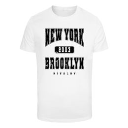 MisterTee Herren T-Shirt "MisterTee Herren Brooklyn College Style Tee", wei&szlig;, Gr. XL, bedruckt, 100% Baumwolle, Shirts
