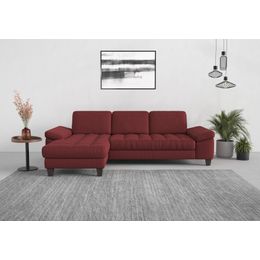 Sit & More Ecksofa SIT & MORE, B:275cm H:88cm T:172cm, rot, 100% Polyester, Wohnzimmer, Sofas, "Westham L-Form", Recamiere, mit oder ohne Schlaffunktion,