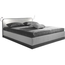 Bett, B:210cm L:210cm, grau, Westfalia Schlafkomfort, Bezug 100% Polyester/ Absetzung Kunstleder 100% PU- pflegeleicht, Polsterung: Polsterwatte,