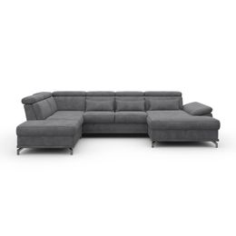 Sit & More Wohnlandschaft SIT & MORE, B:359cm H:87cm T:230cm, grau, 100% Polyester, Sofas, "Cabrio U-Form, B: 359 cm, mit Sitztiefen-, Arm- &