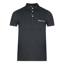 Aquascutum Signature Logo Schwarzes Poloshirt