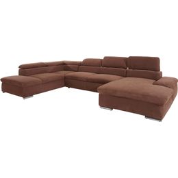 Sit & More Wohnlandschaft SIT & MORE, B:350cm H:94cm T:226cm, braun, Struktur fein (97% Polyester, 3% Polyamid);Luxus-Microfaser ALTARA NUBUCK (95% Polyester,