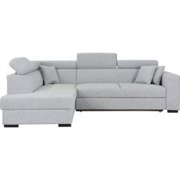 Ecksofa Home Affaire, B:267cm H:95cm T:198cm, grau, Struktur fein (100% Polyester);Struktur (100% Polyester);Samtstruktur (100% Polyester),