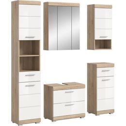 Badm&ouml;bel-Set Welltime, B:164cm H:191cm T:34cm, wei&szlig;, Holzwerkstoff, MDF, Kastenm&ouml;bel-Sets, "SIENA, 5 teilig, bestehend aus:", Hochschrank, WBU,