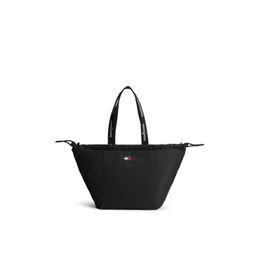 Tommy Jeans Damen Tragetasche "TJW ESS DAILY TOTE", schwarz, Textil, unifarben, Taschen, Damen Handtasche, Shopper mit Logoflagge