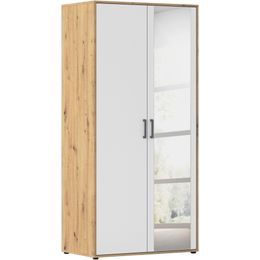 Dreht&uuml;renschrank Rauch, B:93cm H:194cm T:53cm, wei&szlig;, Holzwerkstoff, Schr&auml;nke, "Kleiderschrank Schrank Garderobe W&auml;scheschrank VOYAGER", mit modernen