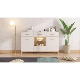 Sideboard Home Affaire, B:154cm H:89cm T:41,5cm, wei&szlig;, Holzwerkstoff, Kunststoff, MDF, Metall, Wohnzimmer, Sideboards, "Essex, Kommode, Kombikommode,