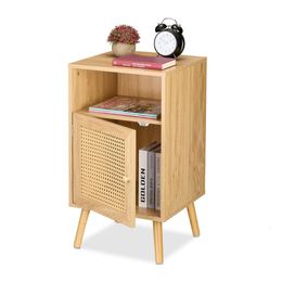 Relaxdays Nachttisch, Hellbraun, Holzwerkstoff, Holz, Kunststoff, 40x72x39 cm, Schlafzimmer, Nachttische