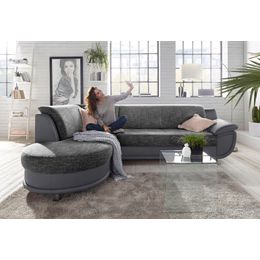 Ecksofa Trendmanufaktur, B:265cm H:85cm T:190cm, grau, Kunstleder SOFTLUX / Struktur (77% Polyester; 23% Polyacryl);Luxus-Microfaser ALCAZAR (100%