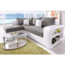Ecksofa Collection AB, B:226cm H:80cm T:160cm, wei&szlig;, Wohnzimmer, Sofas, "John L-Form, B: 226 cm", Schlaffunktion, Bettkasten, Regalelement & 2
