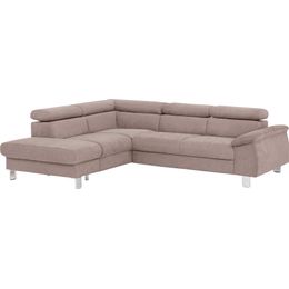 Ecksofa COTTA, B:249cm H:72cm T:100cm, beige, Microfaser PRIMABELLE (100% Polyester);Kunstleder SOFTLUX;Feinstruktur (100% Polyester);Kunstleder