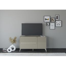 Lowboard, B:137cm H:78cm T:42cm, beige, SET ONE BY Musterring, Glas, Holzwerkstoff, Wohnzimmer, Sideboards, "Reno", Mit Winkelfu&szlig; in diversen Farben,