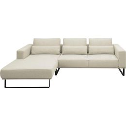 Ecksofa Musterring, B:292cm H:88cm T:185cm, beige, 100% Polyester, Wohnzimmer, Sofas, "JustB PM100", Gro&szlig;z&uuml;gige 292 cm Breite, schwarze Metallkufen