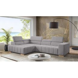 Ecksofa, B:307cm H:73cm T:201cm, grau, exxpo - SOFA FASHION, Wohnzimmer, Sofas, "Elianos, hoher Sitzkomfort, aufwendige Kreuzsteppung im Sitz,