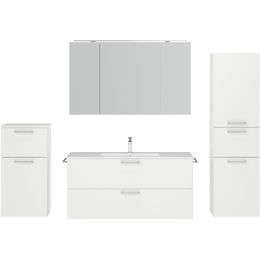 Badm&ouml;bel-Set Nobilia, B:230cm H:169cm T:48,7cm, wei&szlig;, Kastenm&ouml;bel-Sets, "Tolvina", inkl. Spiegelschrank mit Beleuchtung und Dimmerfunktion, in 4