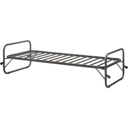 Bettgestell Woood, B:95cm H:57cm L:206cm, grau, Betten, "Lucy Metallrahmen pulverbeschichtet zusammenklappbar, 206 x 96 x 57 cm", Eingeklappt 30 cm