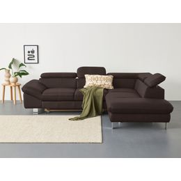 Ecksofa COTTA, B:268cm H:73cm T:214cm, braun, Kunstleder SOFTLUX;LEDER BEEFY (ein abgedecktes Spalt-Rindsleder) im Sitz und R&uuml;cken (Korpus in