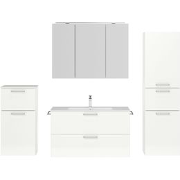 Badm&ouml;bel-Set Nobilia, B:210cm H:169cm T:48,7cm, wei&szlig;, Kastenm&ouml;bel-Sets, "Tolvina", inkl. Spiegelschrank mit Beleuchtung und Dimmerfunktion, in 4