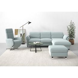 Sit & More Ecksofa SIT & MORE, B:251cm H:85cm T:161cm, blau, Wohnzimmer, Sofas, "Grenoble L-Form mit Federkern", wahlweise mit Schlaffunktion, Bettkasten, Arm-