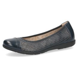 Caprice Damen Ballerina, Gr. 36, blau, Leder, unifarben, Schuhe, Slipper, Bequemschuh, Schlupfschuh mit Perforation