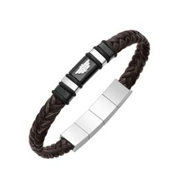 Police Herren Armband "Wavebreaker", 22cm, Edelstahl Kautschuk Leder, braun, Edelstahl, Kautschuk, Leder, Armb&auml;nder