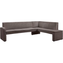 Eckbank, B:265cm H:88cm T:196cm, braun, exxpo - SOFA FASHION, Samtvelour (Zusammensetzung: 100% PES), Esszimmer, Sitzb&auml;nke, "Cortado, elegant und