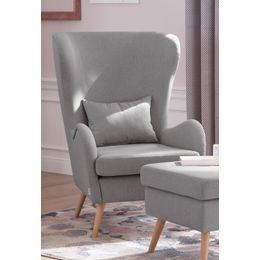 Sessel OTTO HOME, B:78cm H:118cm T:94cm, grau, Struktur fein (100% Polyester), Wohnzimmer, Sessel, "Salla auch in Fellimitat und Feincord, viele