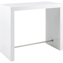 Bartisch Salesfever, B:130cm H:105cm T:60cm, wei&szlig;, K&uuml;che, Tische, "Hochtisch im eleganten Stil", Edle Querstrebe in Chromoptik aus rostfreiem Stahl