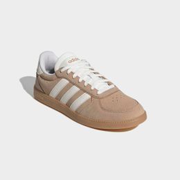 Damen Sneaker "BREAKNET SLEEK", adidas Sportswear, Gr. 39warm sandstone, core wei&szlig;, gum 3, Leder, Synthetik, Schuhe, inspiriert vom Design des adidas