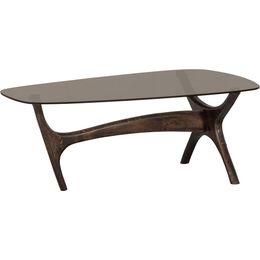 Couchtisch Woood, B:110cm H:42cm T:60cm, braun, Wohnzimmer, Tische, "Flash mit Glasplatte und Mangoholzgestell 110x60x42 cm", Handgefertigtes Glas &ndash;
