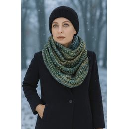 Damen Strickschal "Strickloop", gr&uuml;n, Basic, Collezione Alessandro, gestreift, Polyacryl, Modet&uuml;cher, Made in Italy, in tollen Farben