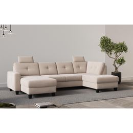 Wohnlandschaft OTTO HOME, B:304cm H:91cm T:170cm, beige, 100% Polyester, Sofas, "Varese", wahlweise mit Schlaffunktion und Bettkasten