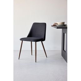 Esszimmerstuhl VENTURE HOME, B:48cm H:83cm T:56cmschwarz, mocca, schwarz, Polyester, Polyurethan, Stahl, St&uuml;hle, "Night, 2er-Set Esszimmerst&uuml;hle mit