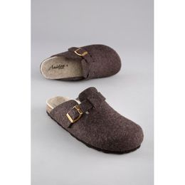 Aniston Shoes Damen Aniston SHOES Clog Hausschuh, Homeslipper mit verstellbarem Riemchen braun 39
