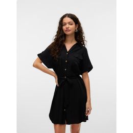 V&eacute;ro Moda Vero Moda Damen Hemdblusenkleid &raquo;VMBUMPY SS SHORT SHIRT DRESS WVN GA NOOS&laquo; Brusttaschen Viskose, loose fit S, N-Gr