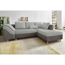 Ecksofa Collection AB, B:256cm H:87cm T:165cm, grau, Microfaser PRIMABELLE (100% Polyester) / Struktur (80% Polyester, 20% Acryl);Struktur (80%