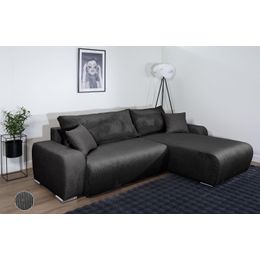 Ecksofa Collection AB, B:237cm H:41cm T:169cm, grau, 100%Polyester, Wohnzimmer, Sofas, "Pia L-Form, B: 237 cm", Schlaffunktion, Bettkasten & 2