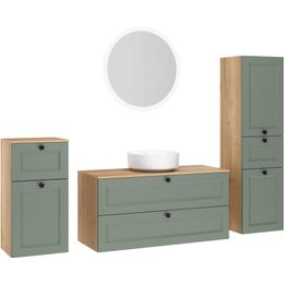Badm&ouml;bel-Set Nobilia, B:230cm H:187cm T:48,2cm, gr&uuml;n, Kastenm&ouml;bel-Sets, "Cascada", vormontiert, mit Soft-Close, in vier Breiten