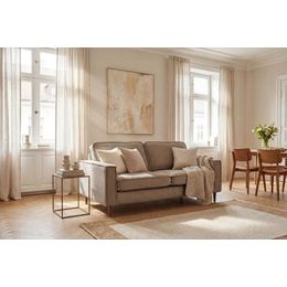 2-Sitzer OTTO HOME, B:168cm H:89cm T:97cm, beige, 100% Polyester, Sofas, "Pinto Skandi, 166 cm, Chenille, Struktur", mit Keder, Massivholzf&uuml;&szlig;e Eiche