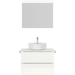 Badm&ouml;bel-Set Nobilia, B:80,3cm H:184,2cm T:48,5cm, wei&szlig;, Kastenm&ouml;bel-Sets, "Alvene", Hochglanz, inkl. Spiegel mit Touch-Sensor, in vier Breiten