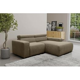 Ecksofa DOMO collection, B:214cm H:80cm T:175cm, braun, 100% Polyester, Wohnzimmer, Sofas, "BRANDON inkl. Kopfteilverstellung, 214x100x80 cm,