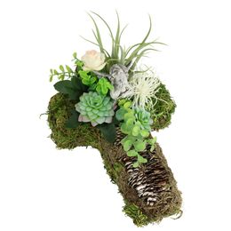 Kunstblume OTTO HOME, B:30cm H:15cm L:20cmwei&szlig;, gr&uuml;n, Kunstpflanzen, "Kunstpflanzen-Gesteck aus Sukkulenten und Rose mit Engel auf Kreuz",