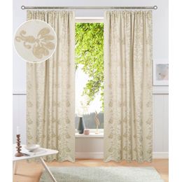 Verdunkelungsvorhang OTTO HOME, B:130cm H:175cm, beige, Polyester, Kinderzimmer, Gardinen, "Mannfred", Blickdicht, barockem Muster, Pflegeleicht,