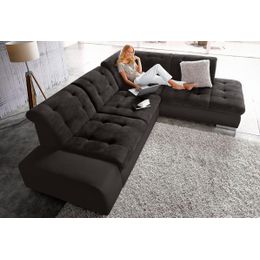 Sit & More Ecksofa SIT & MORE, B:280cm H:84cm T:227cm, schwarz, SOFTLUX-Kunstleder im Korpus, Sitz und R&uuml;cken in Softstruktur (80% Polyester, 20%