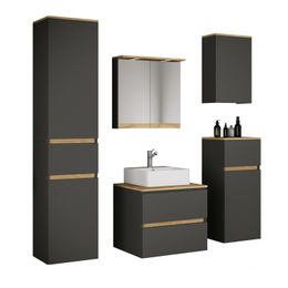 Waschtisch Vcm, B:140cm T:51cm, schwarz, Badezimmer, Waschtische, "6 tlg. Badm&ouml;bel-Set mit Waschbecken Cosila-A 60 cm"